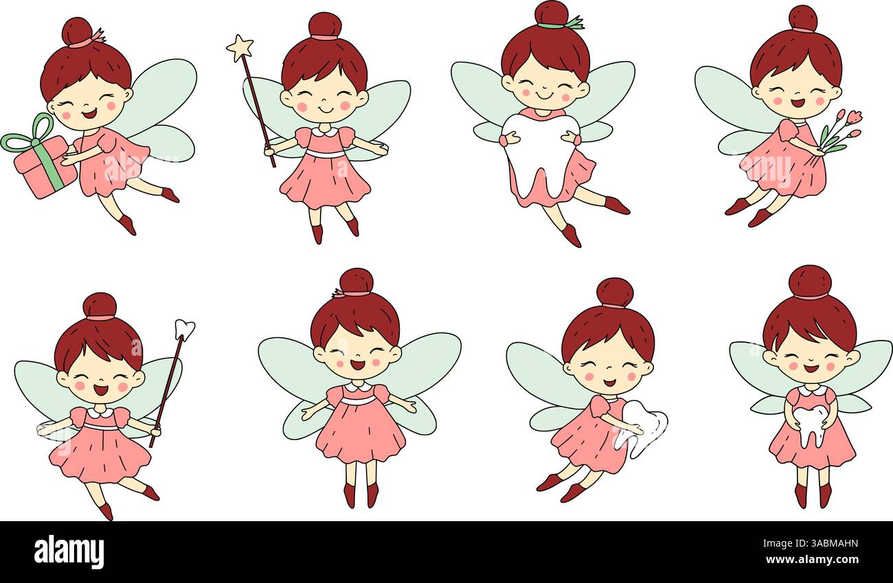 Tooth Fairy Cute Clipart Set Baby Fairies In Soft Pastel Colors With ...