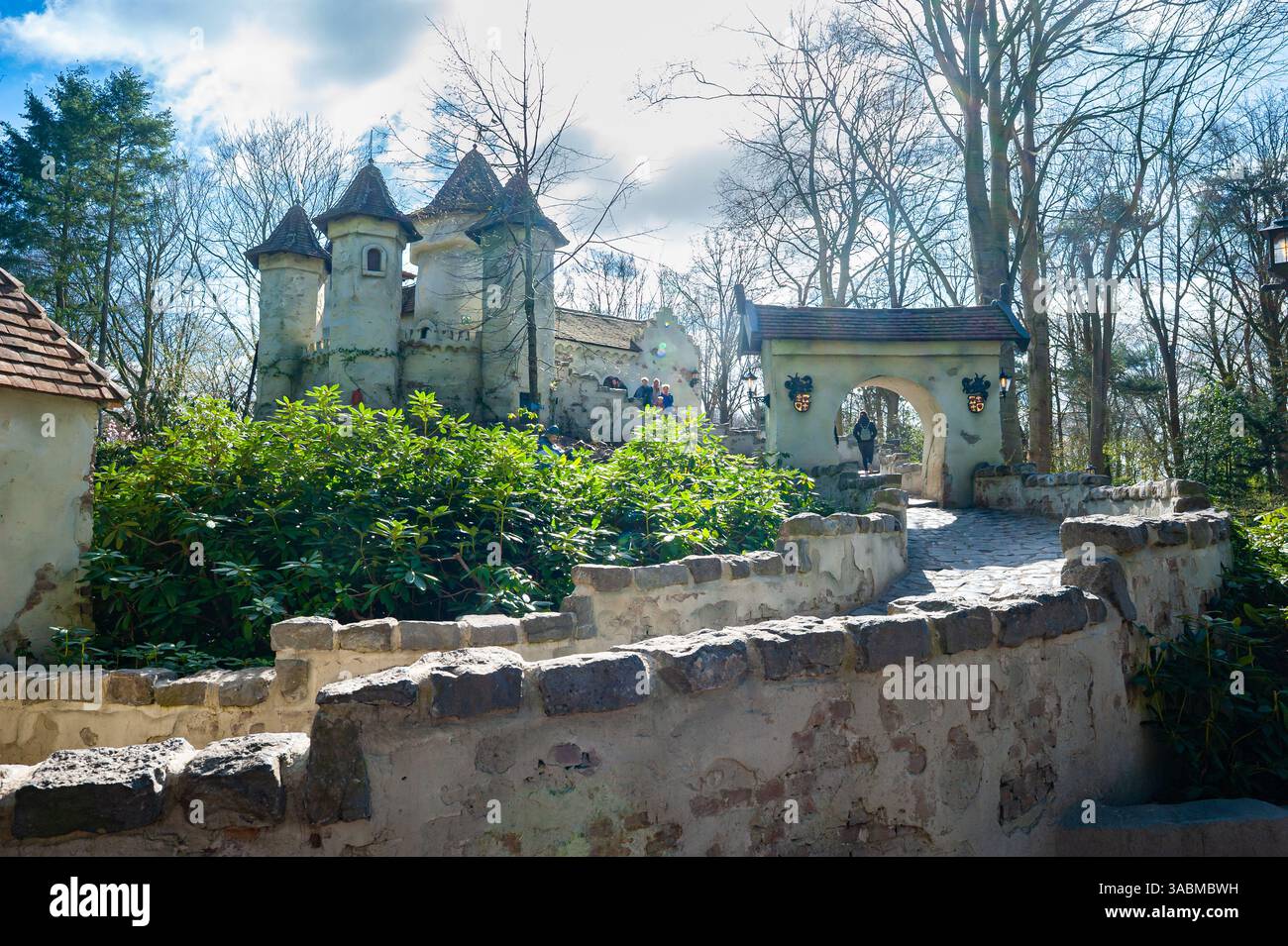Entrance of the castle of Sleeping Beauty or Little Briar Rose in the ...
