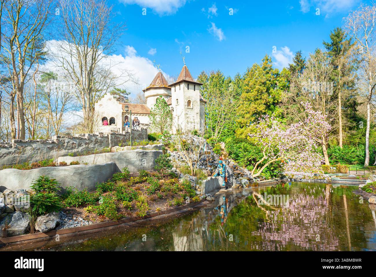 Picturesque view of the castle of Sleeping Beauty or Little Briar Rose ...