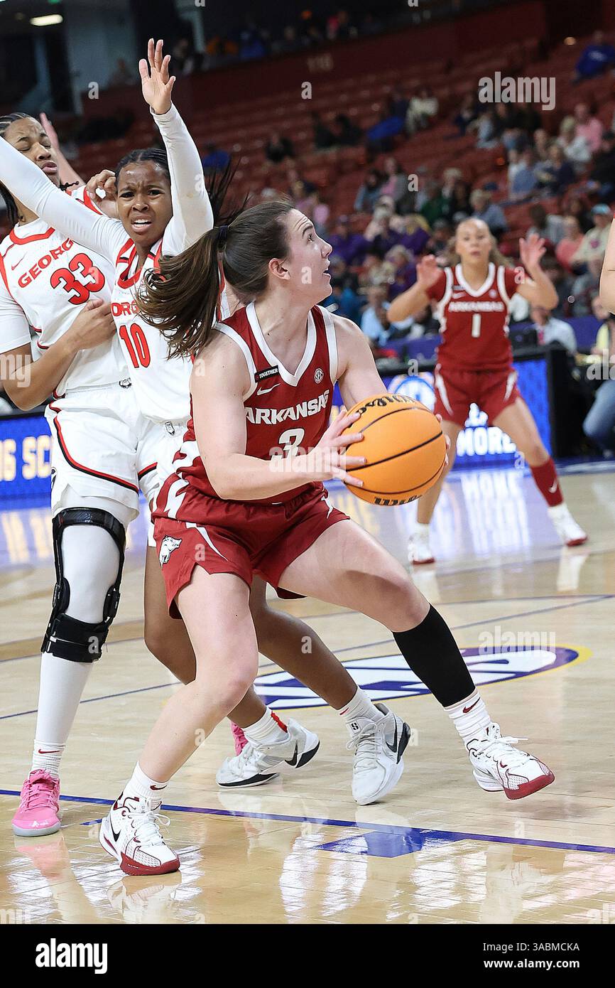 GREENVILLE, SC - MARCH 05: Arkansas Razorbacks guard Izzy Higginbottom ...