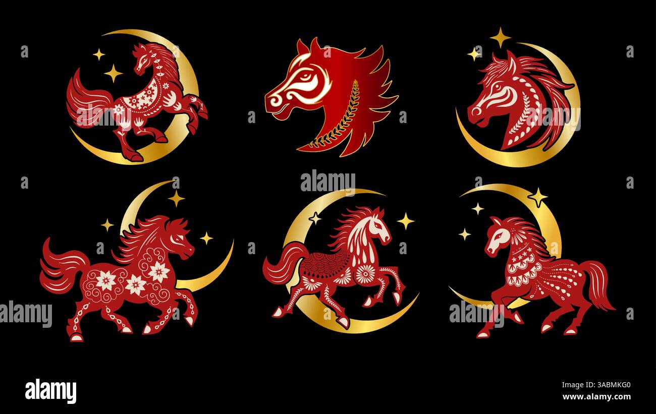 Chinese Horse Lunar New Year 2026 Moon Animal Set Celestial Magic ...