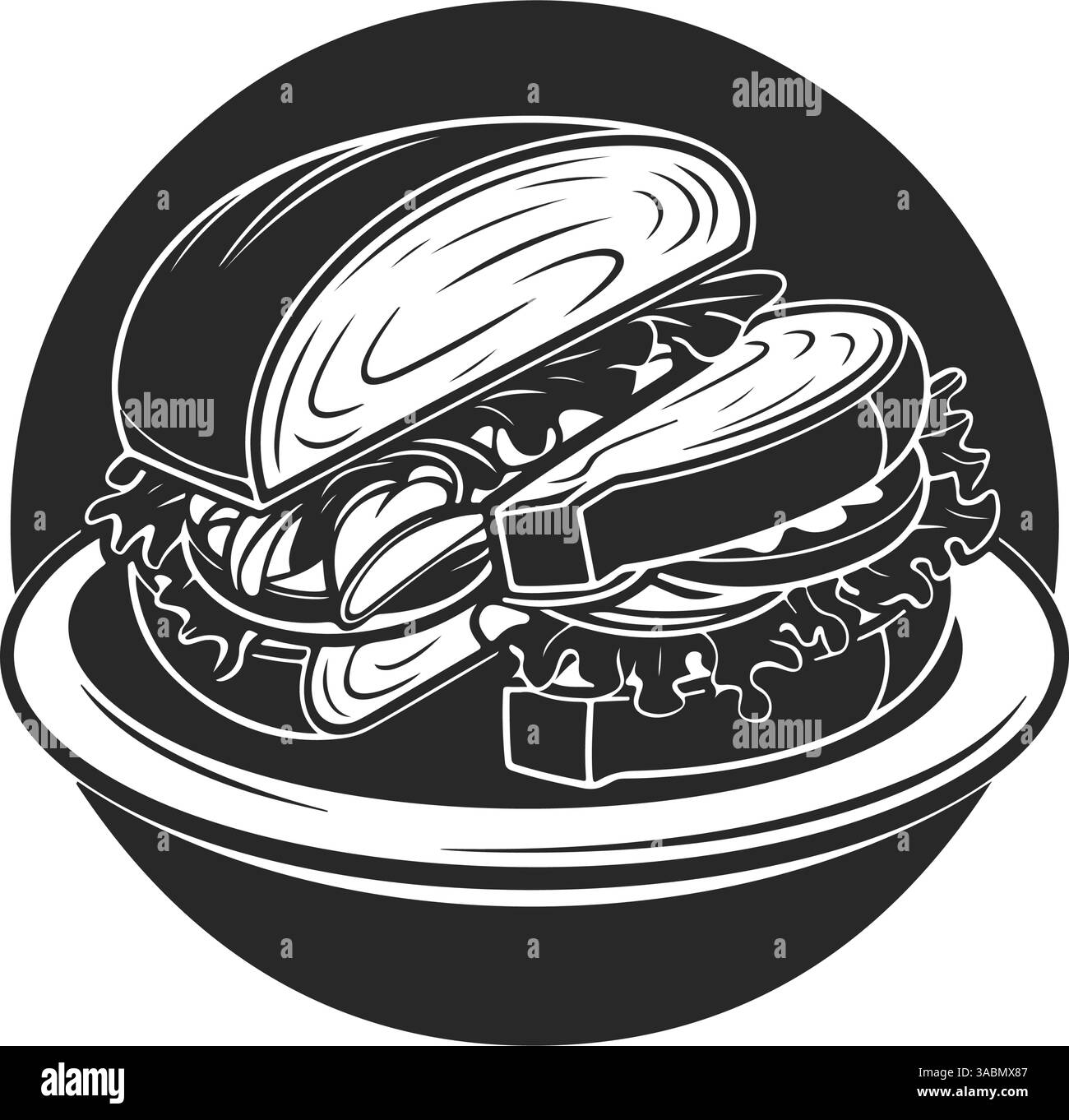 Illustration of Sandwich isolated on white background. Emblem with ...