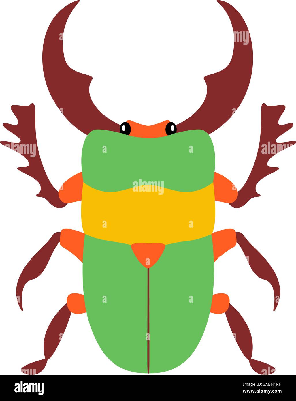 Stag beetle. Stylized bug with symmetrical design and vibrant colors ...