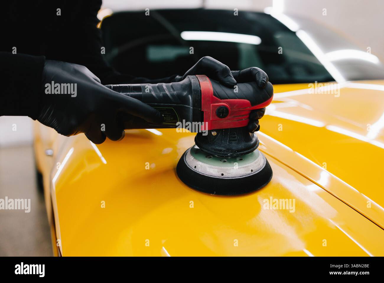 Using abrasive paste for polishing with orbital polisher for remove ...