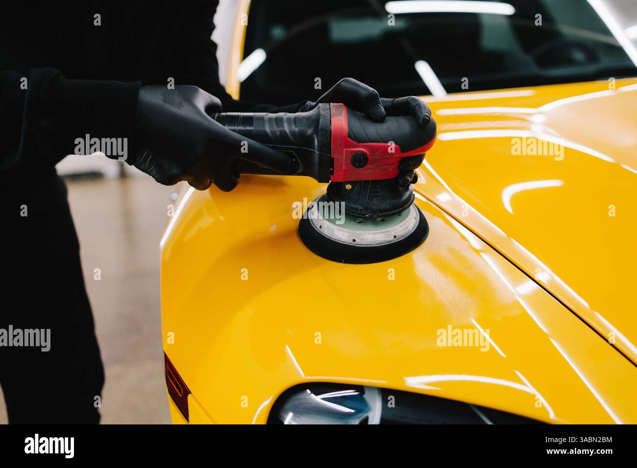 Using abrasive paste for polishing with orbital polisher for remove ...