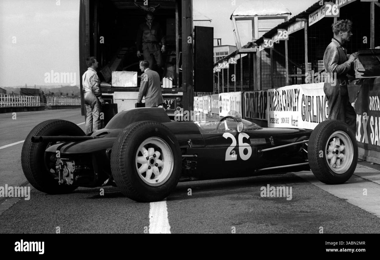 The Lola Mk4 of Roy Salvadori (GBR), who retired in the race with ...