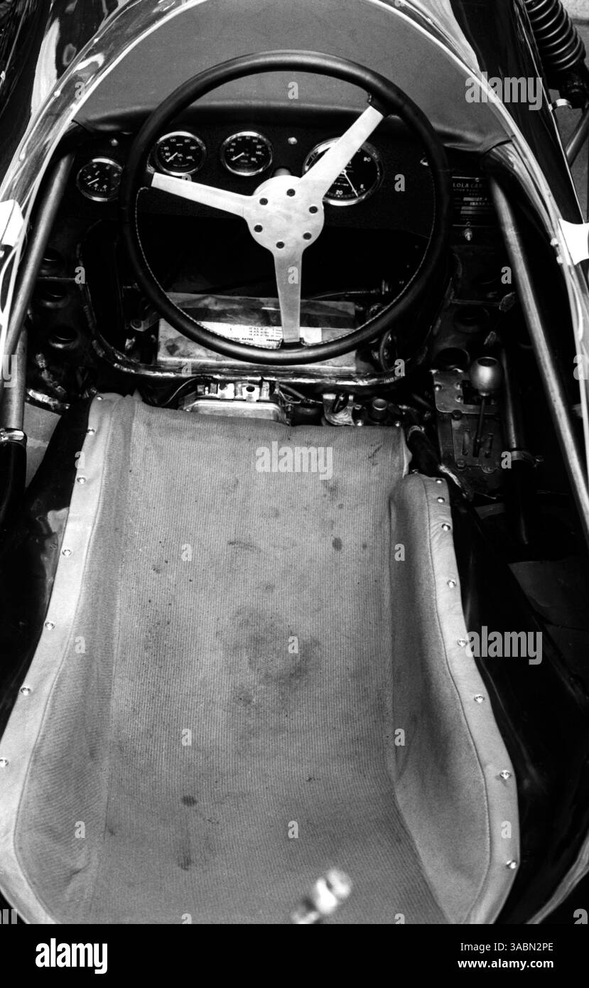The cockpit of the Lola Mk4...British Grand Prix, Aintree, 21 July 1962 ...