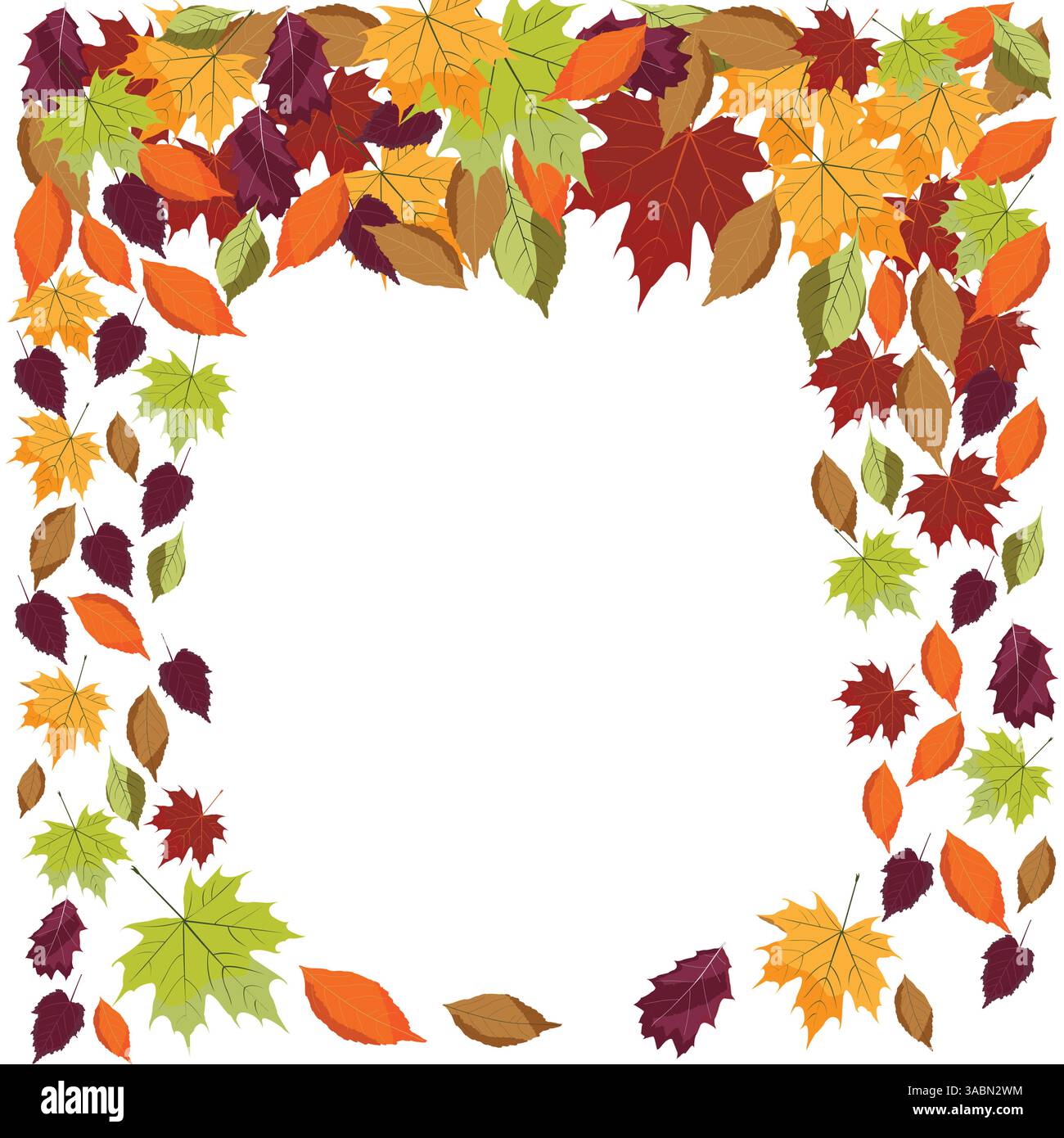 autumnal leaves frame backdrop to print on invitation, greeting, menu ...