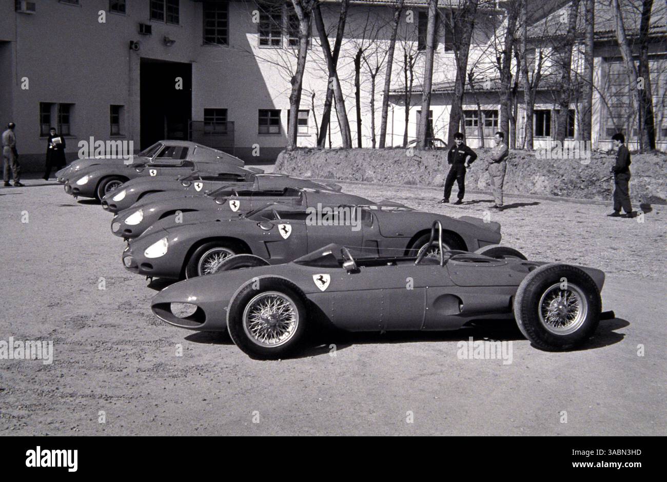 A selection of racing Ferraris are displayed outside the Ferrari ...