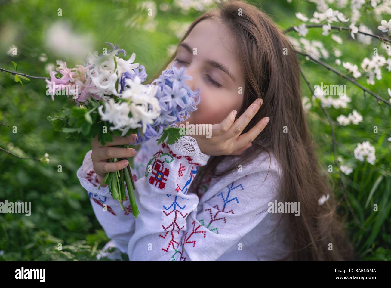 Beautiful bulgarian girl dressed in traditional folklore clothes in ...