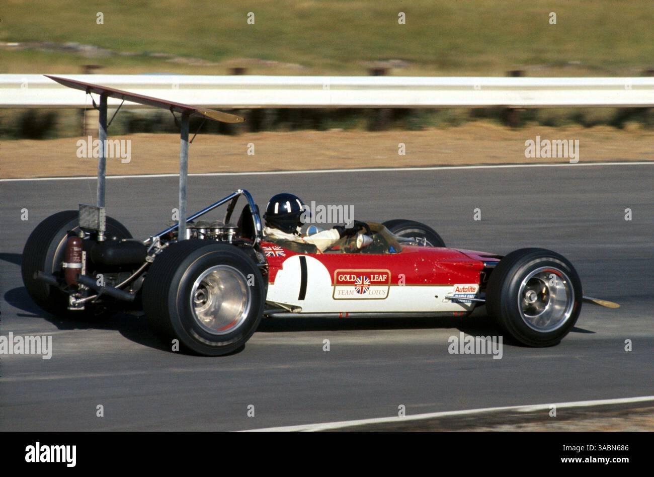 1968 World Champion Graham Hill (GBR), Lotus Cosworth 49B, qualified seventh and finished in ...