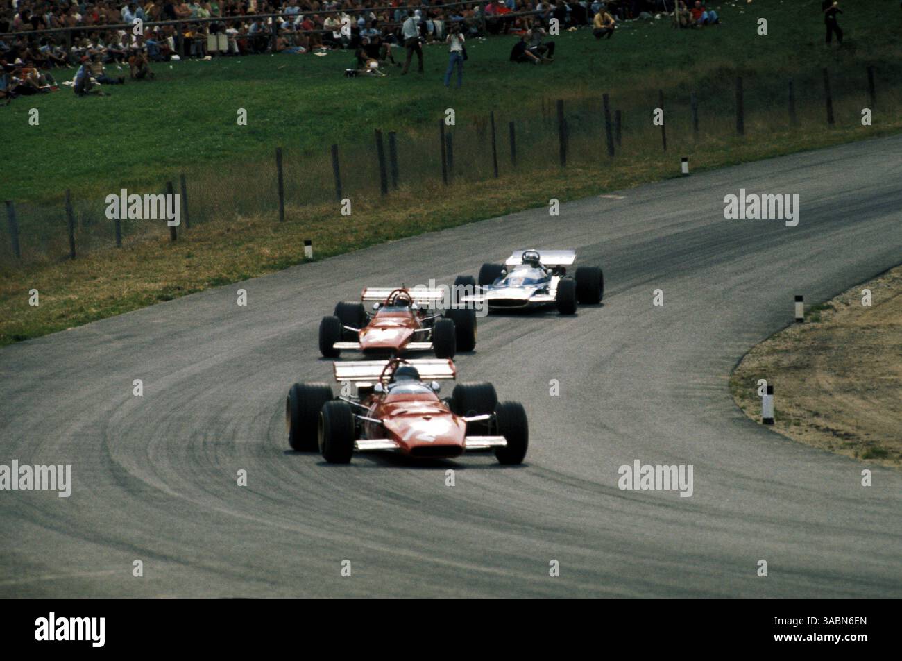 Race winner Jacky Ickx (BEL) Ferrari 312B leads his second placed team mate Clay Regazzoni (SUI ...