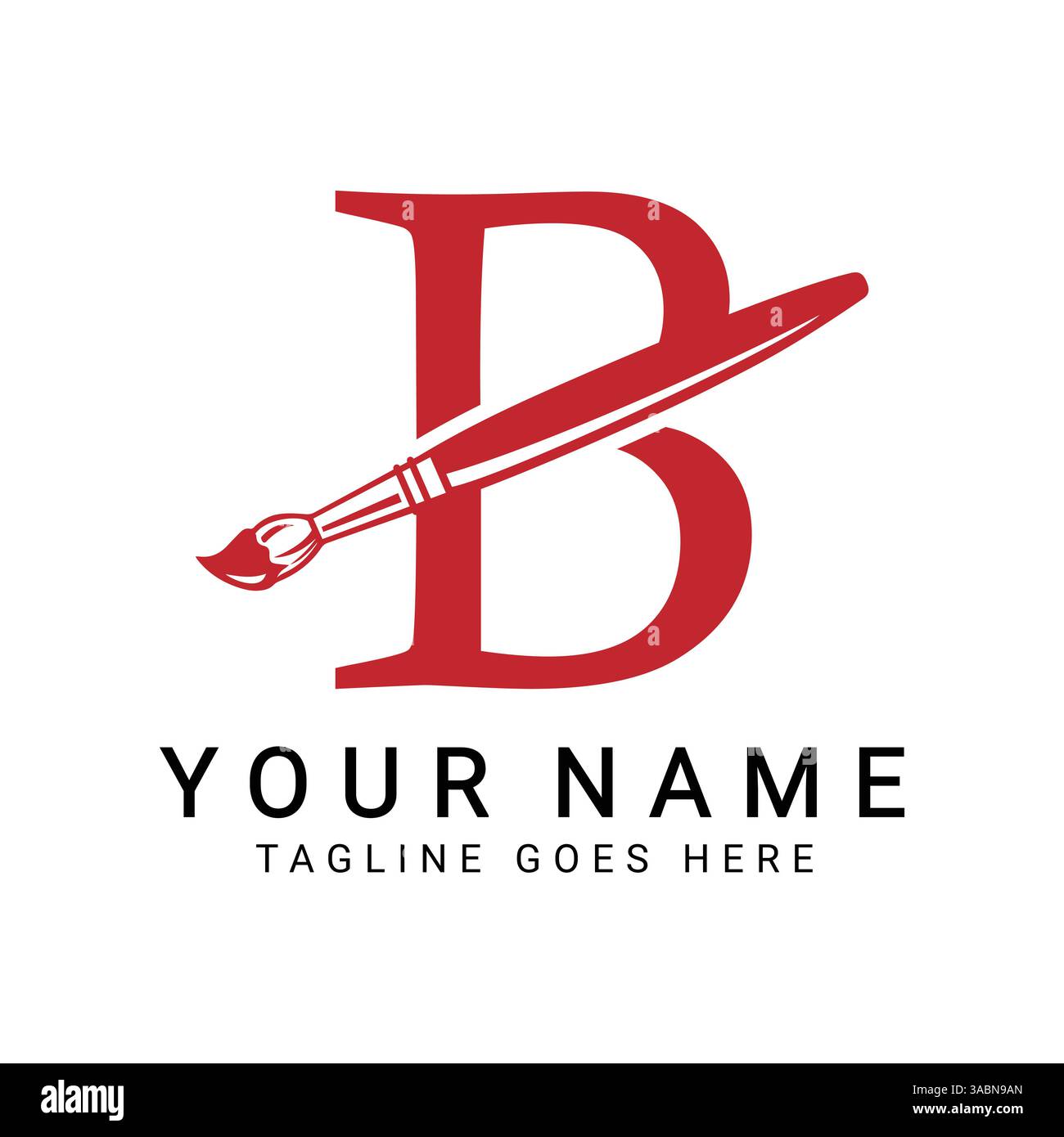 Letter B Painting Brush Logo Design. Alphabet B Painting Artist Icon ...