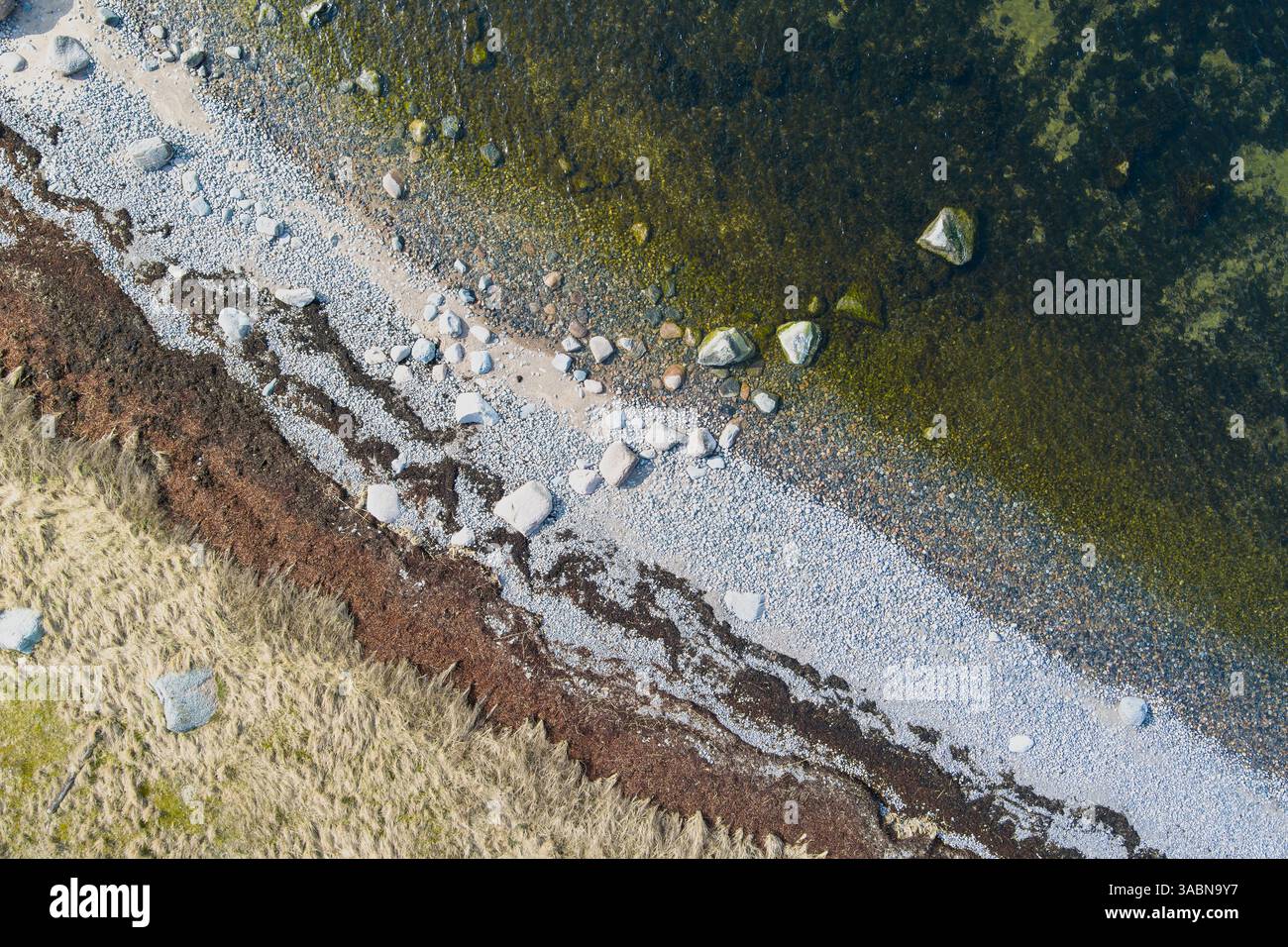 Drone view of Rohusi island near Kaberneeme: untouched nature of the ...