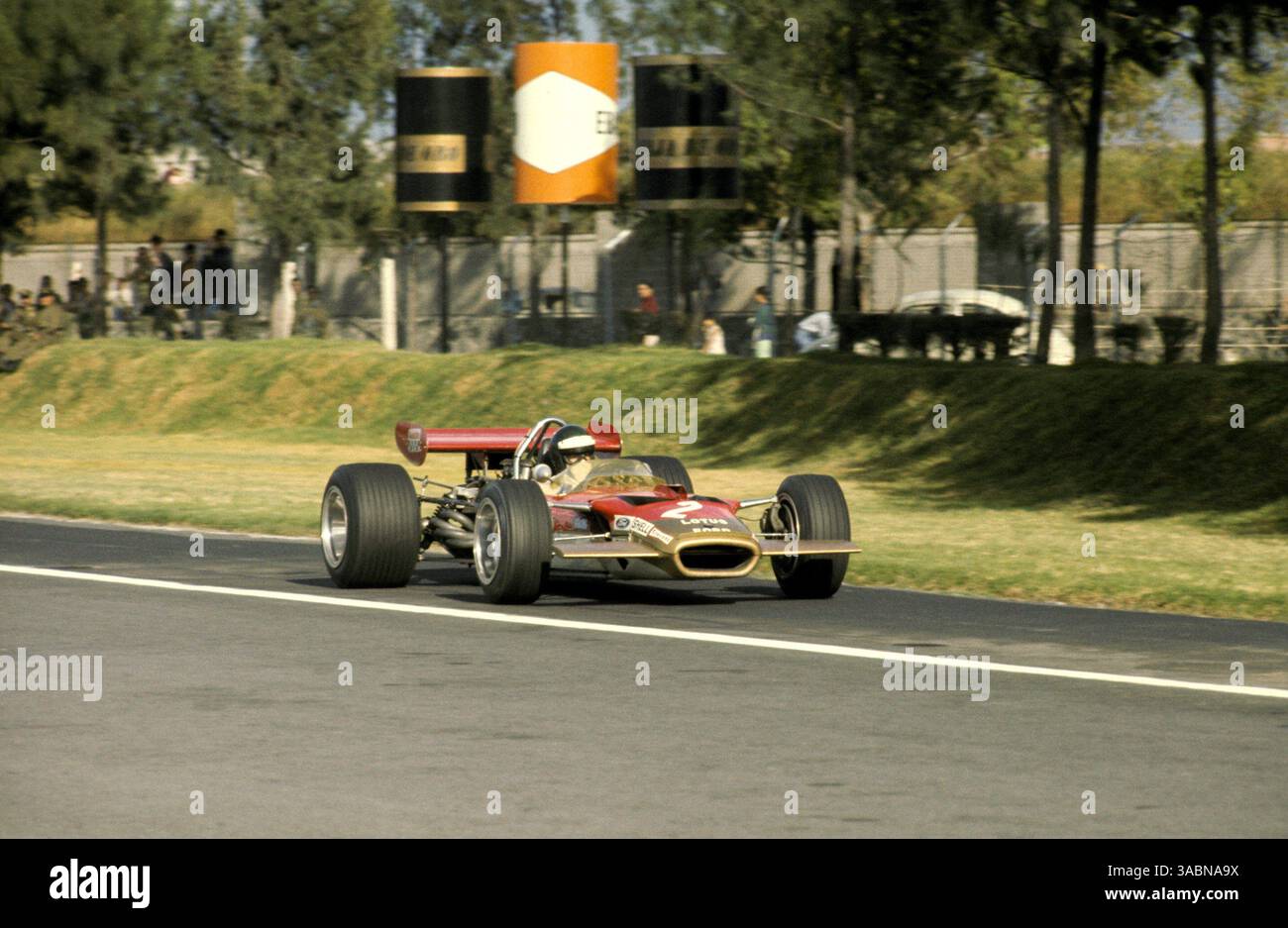 Jochen Rindt (AUT) Lotus 49B retired on lap 22 with a broken suspension..Mexican Grand Prix ...