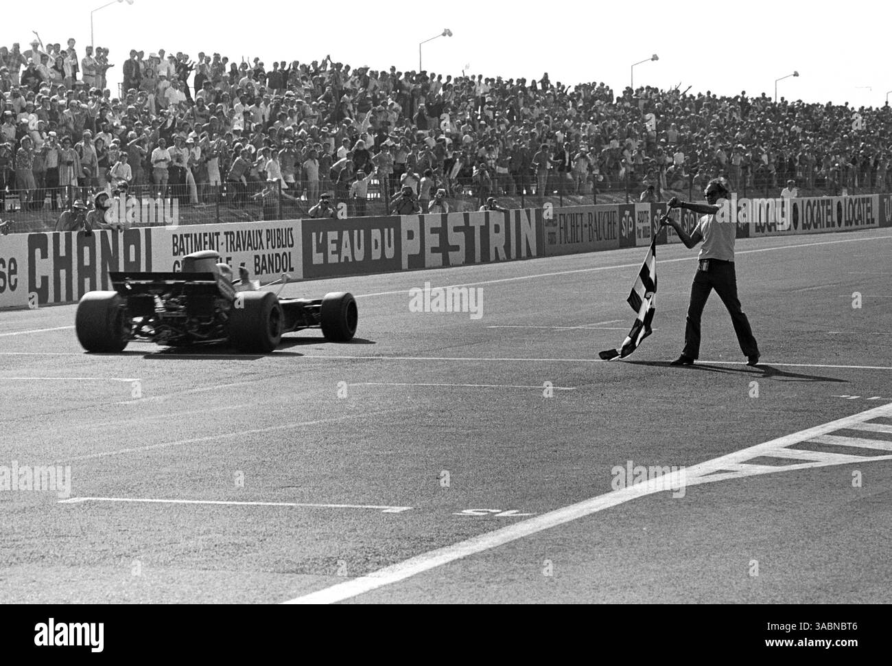 Jackie Stewart(GBR) crosses the line to win his 3rd Grand Prix of the ...
