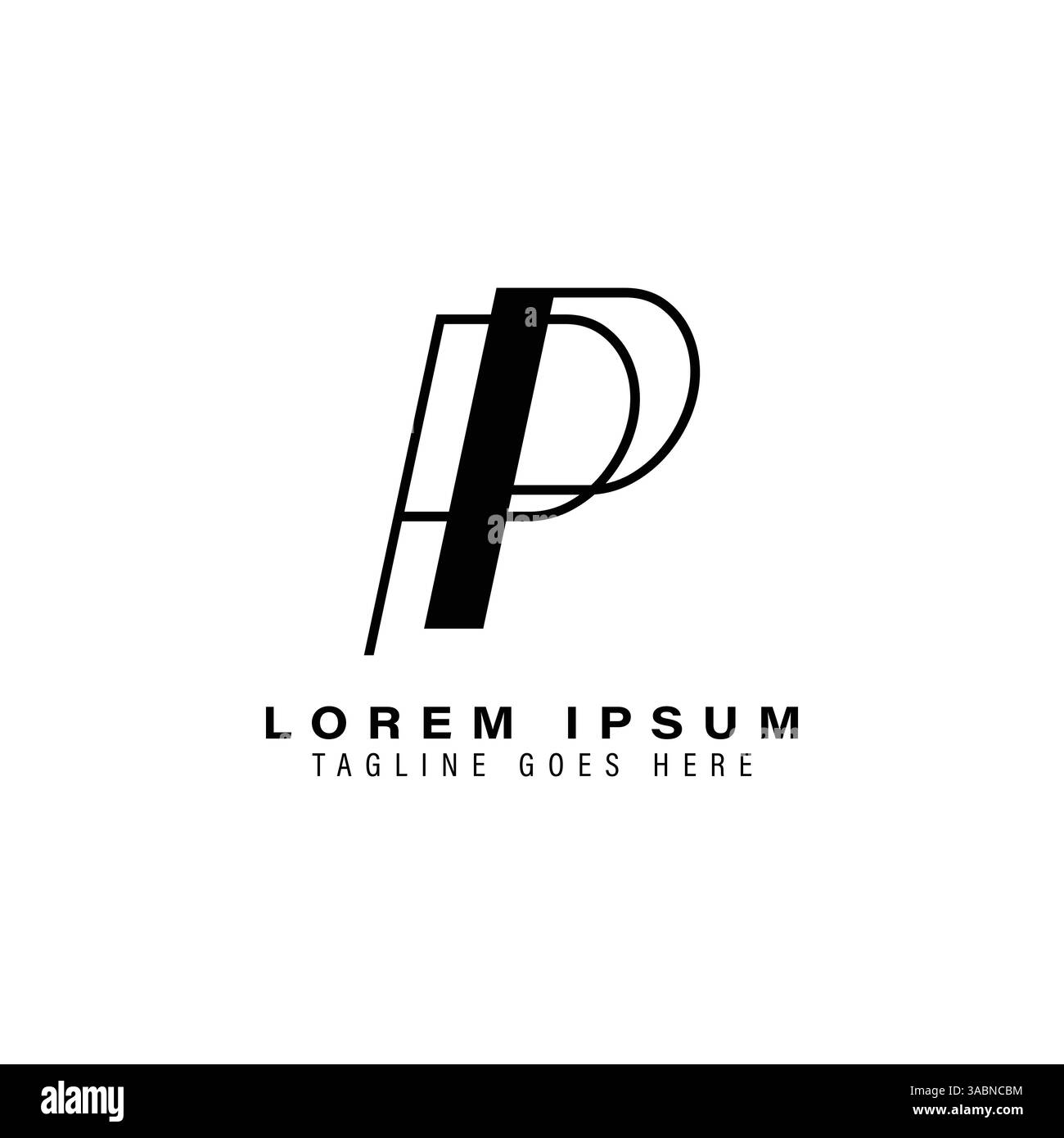 letter P thin line Logo. Alphabet P invitation card Icon Stock Vector ...