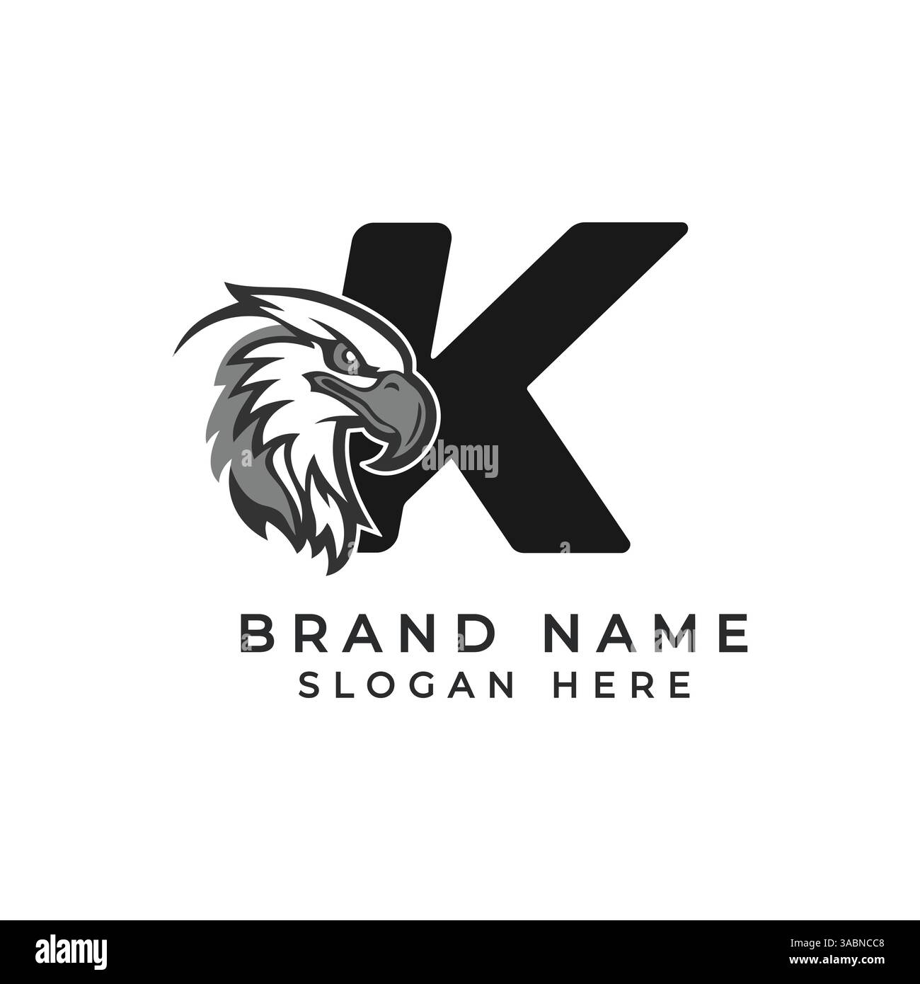 Letter K Logo Concept with Eagle face. Alphabet K Falcon Icon Stock ...