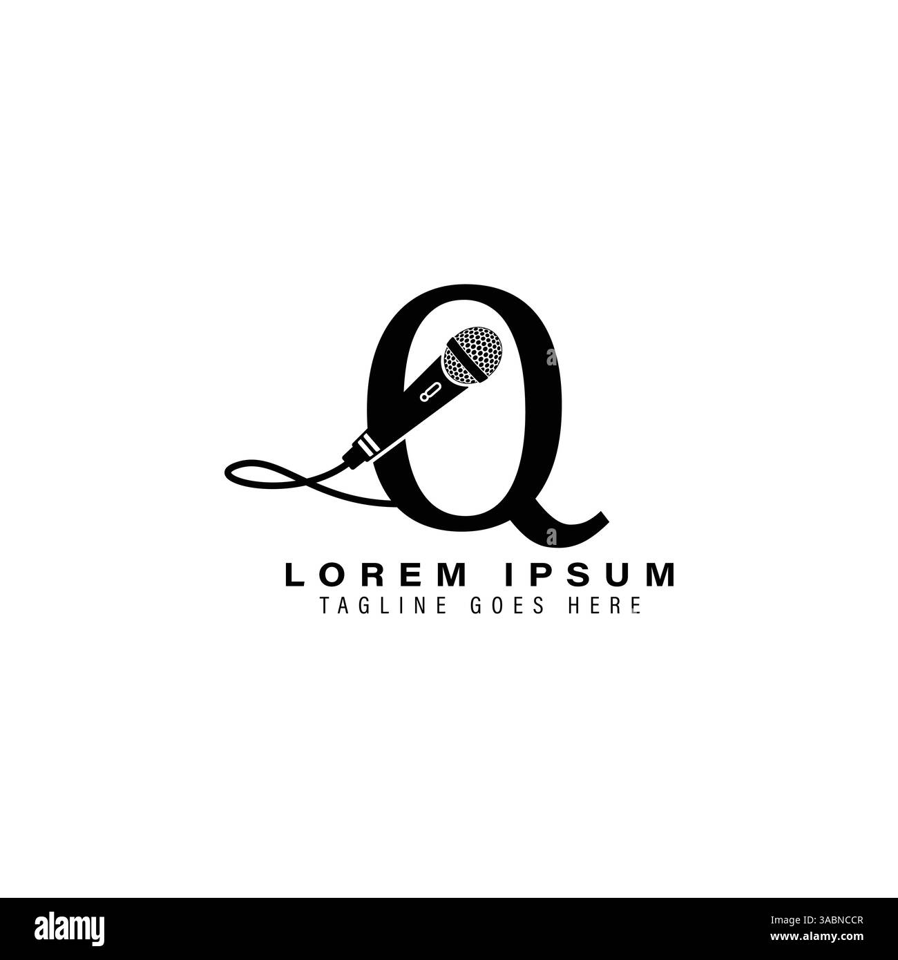 Letter Q with Microphone Logo Design. Alphabet Q Mic Vector Icon Stock ...