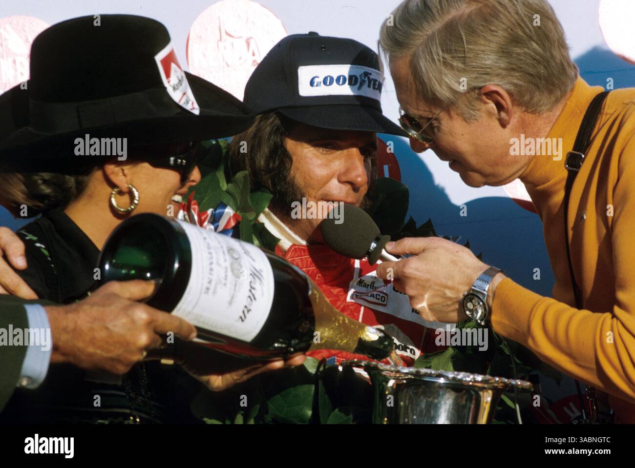 Emerson Fittipaldi(BRA)Mclaren M23 celebrates his World Championship ...