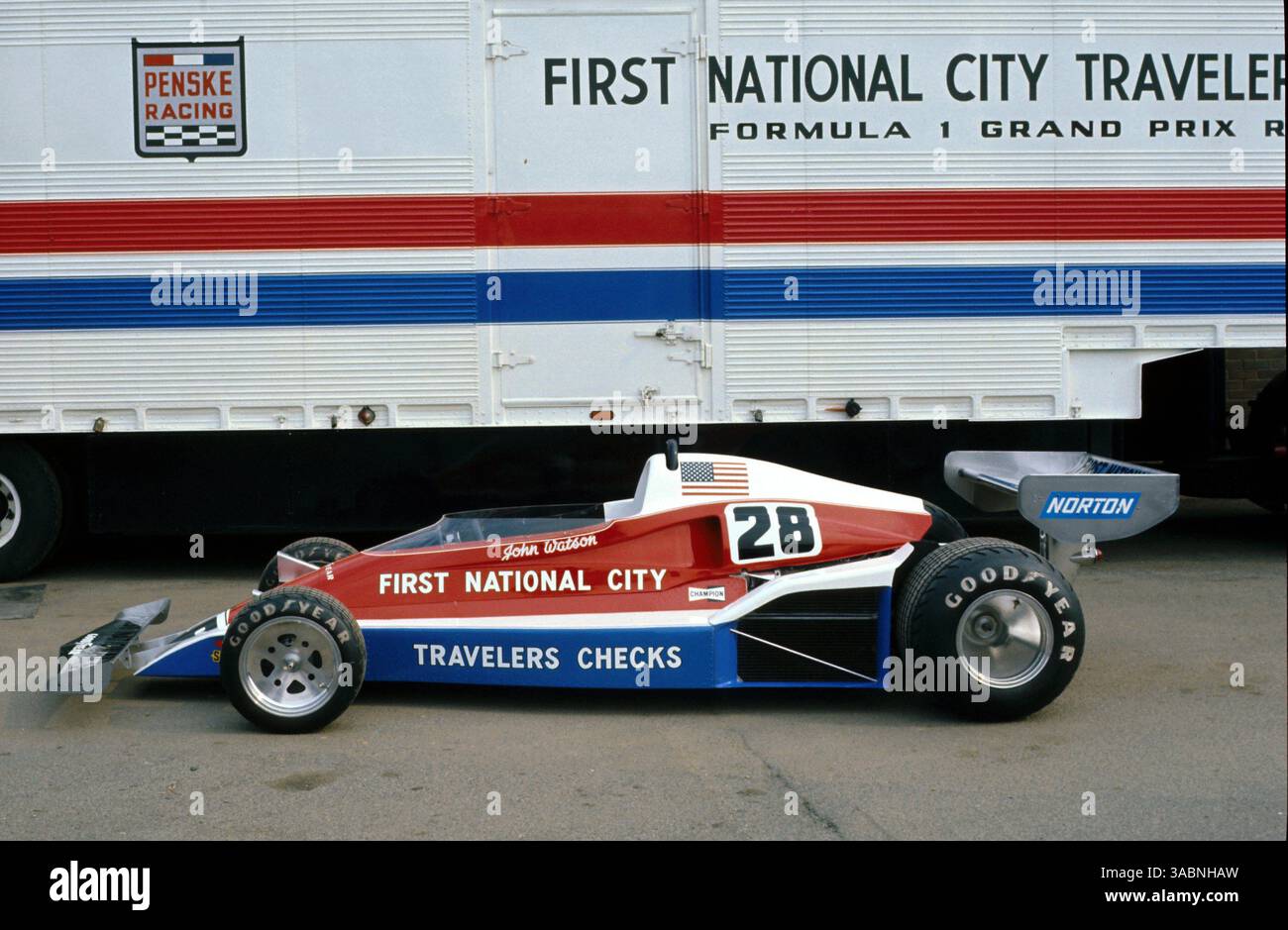 The launch of the Penske Ford PC4 that John Watson (GBR) drove in the ...