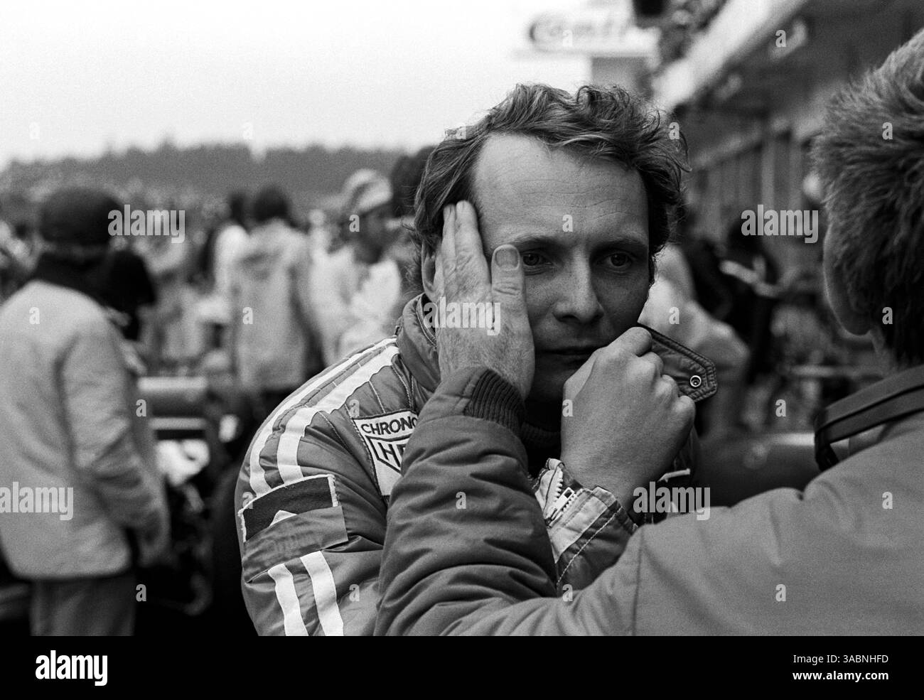 Niki Lauda (AUT) Ferrari suffered a fiery accident in the race which ...