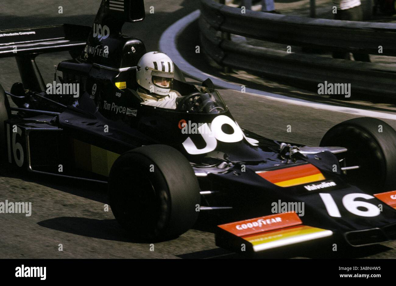 Tom Pryce (GBR) Shadow DN5 crashed out of the race on lap 24. .Spanish ...