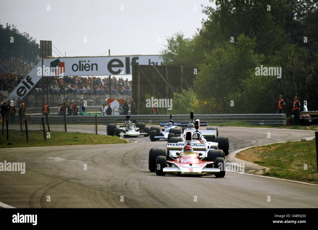 Emerson Fittipaldi (BRA) McLaren M23 slipped back in the closing stages ...