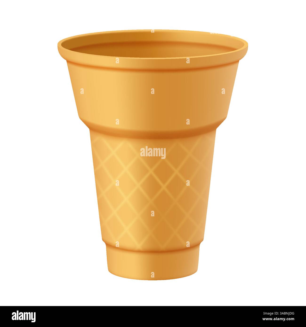 Detailed illustration of an empty waffle cone cup on a white background ...