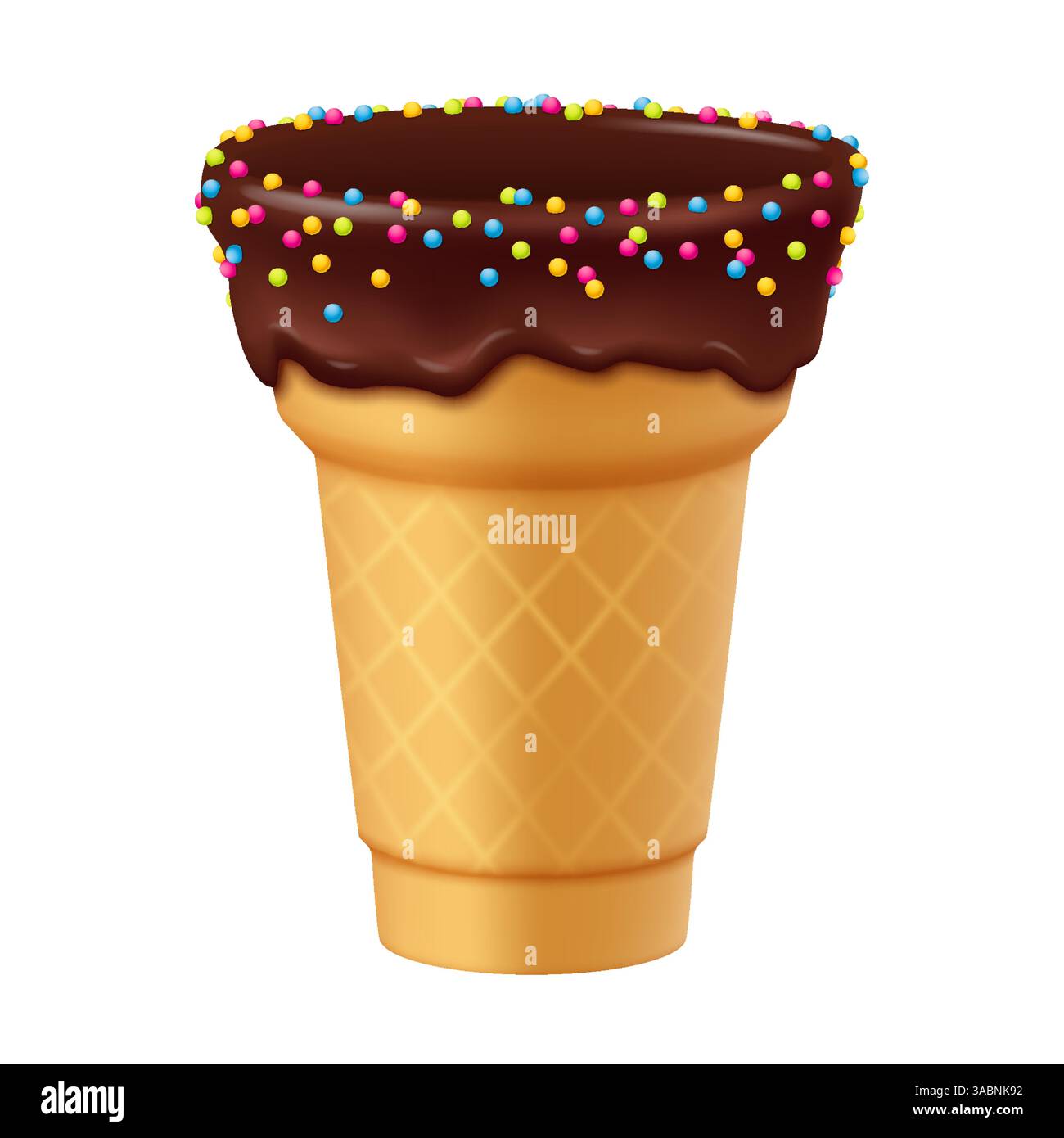 Illustration of an ice cream cone with chocolate coating and colorful ...