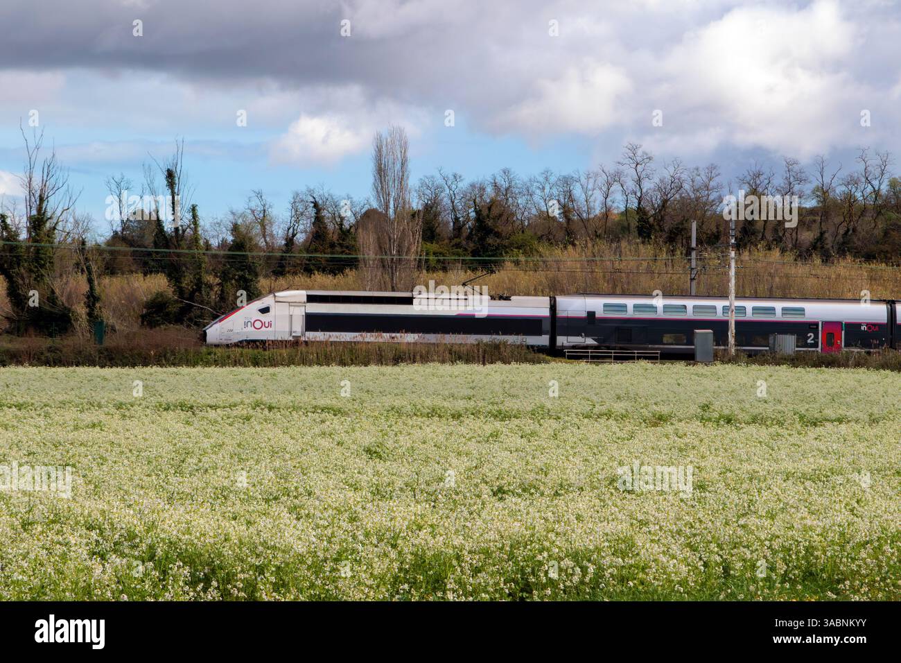 TGV Inoui train : Rail passenger transport between Beziers and Narbonne ...