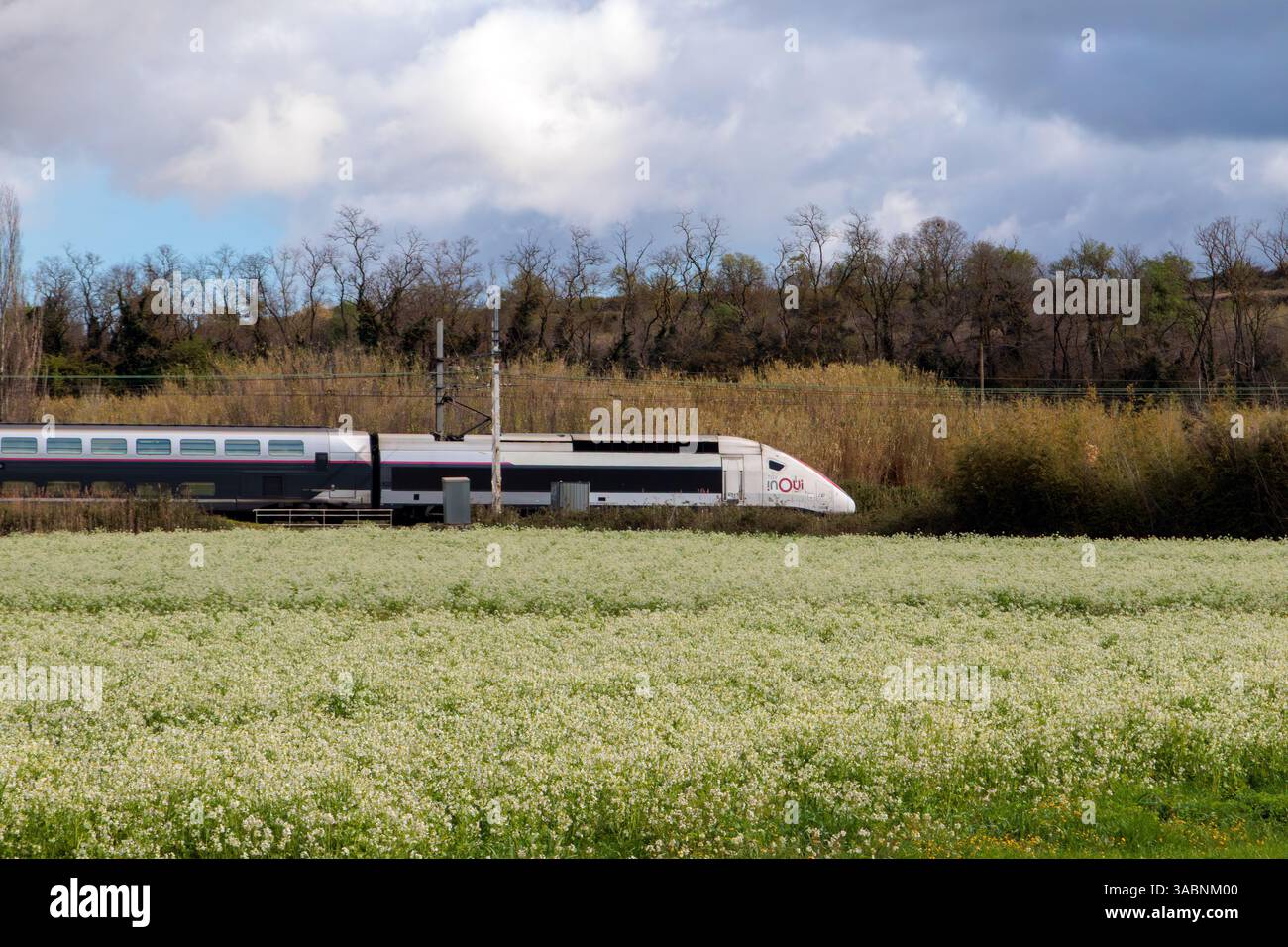 TGV Inoui train : Rail passenger transport between Beziers and Narbonne ...