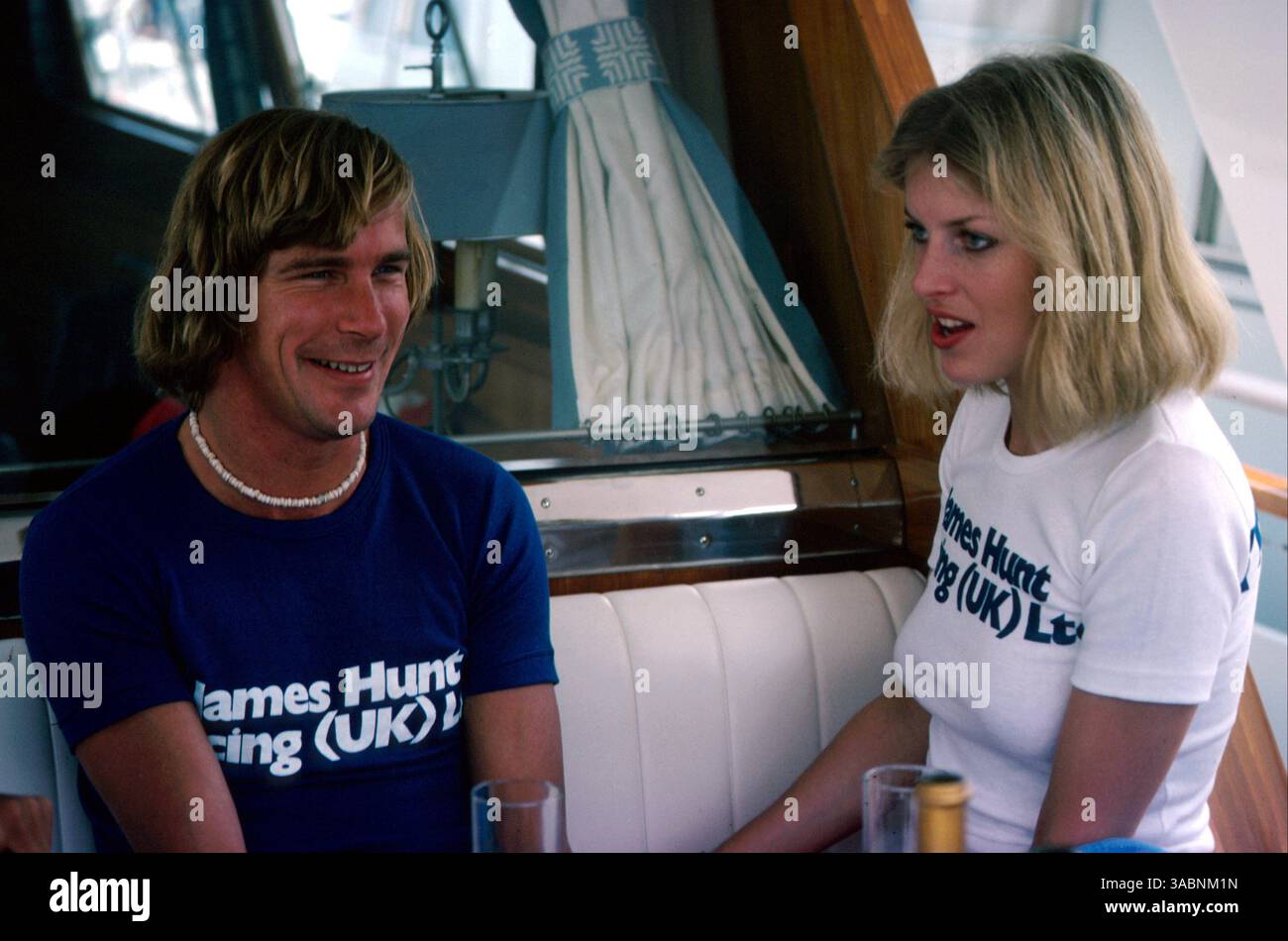 James Hunt (GBR) McLaren enjoys time on a yacht with girlfriend Jane ...