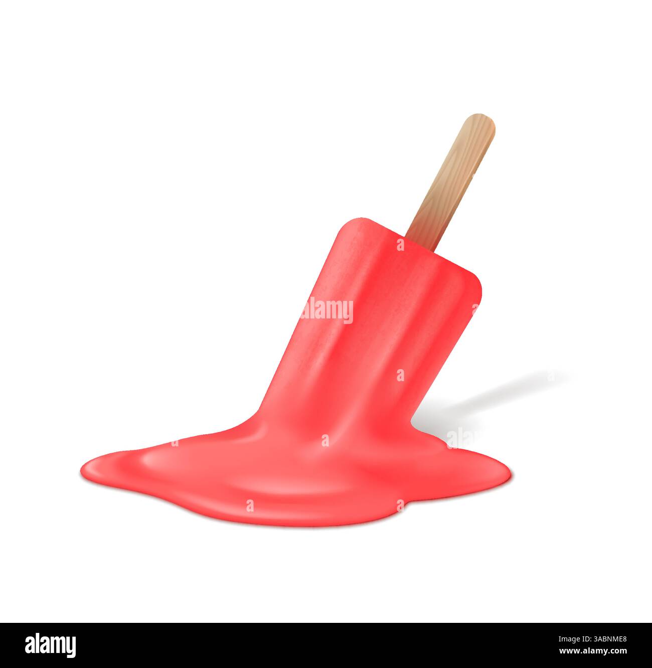 Image of a red popsicle melting and forming a puddle on a white ...
