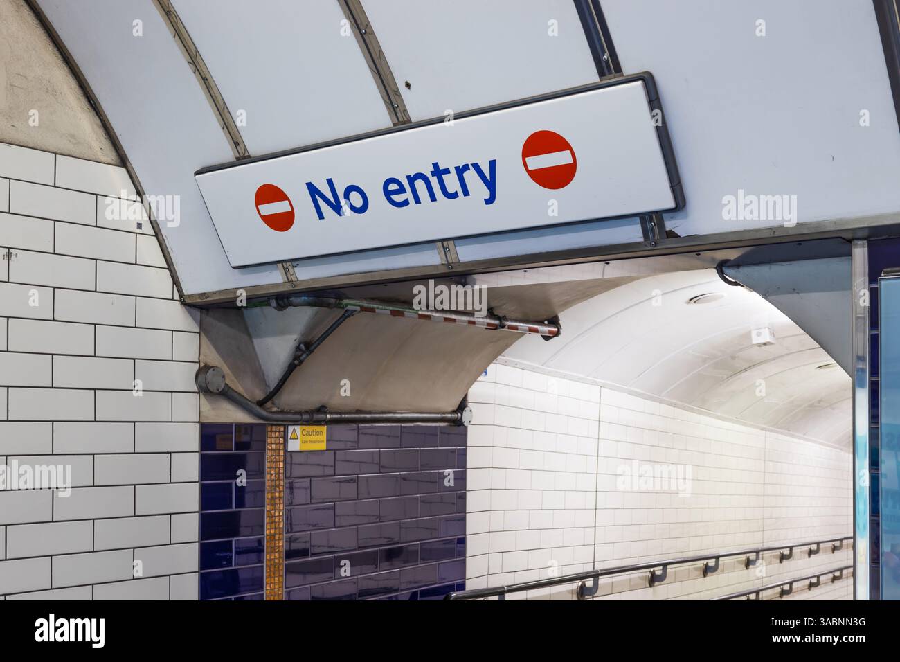 No Entry Sign in London Underground Tunnel at Subway Station Entrance ...