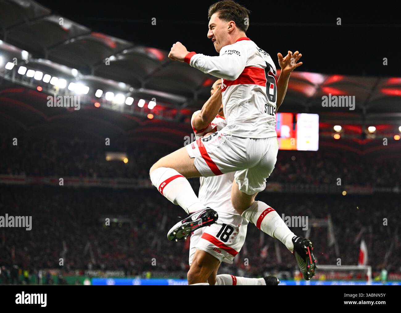Stuttgart, Germany. 02nd Apr, 2025. Soccer: DFB Cup, VfB Stuttgart - RB Leipzig, semi-final ...