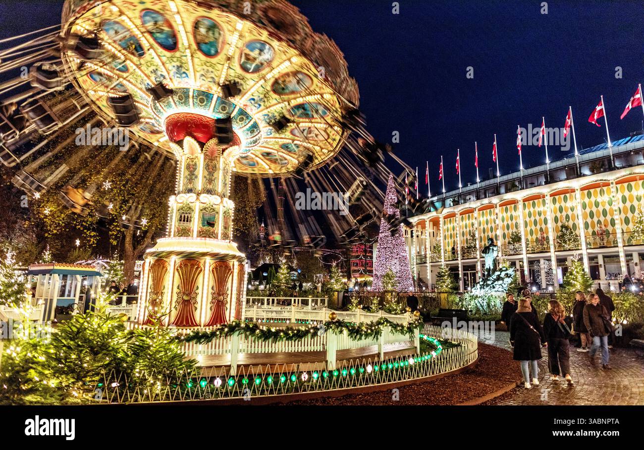 The Tivoli Gardens at Night Copenhagen Denmark Stock Photo - Alamy