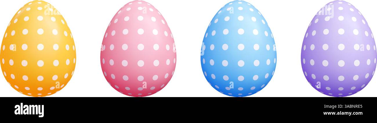 Polka dot 3D Easter eggs collection - pastel yellow, pink, blue, purple ...