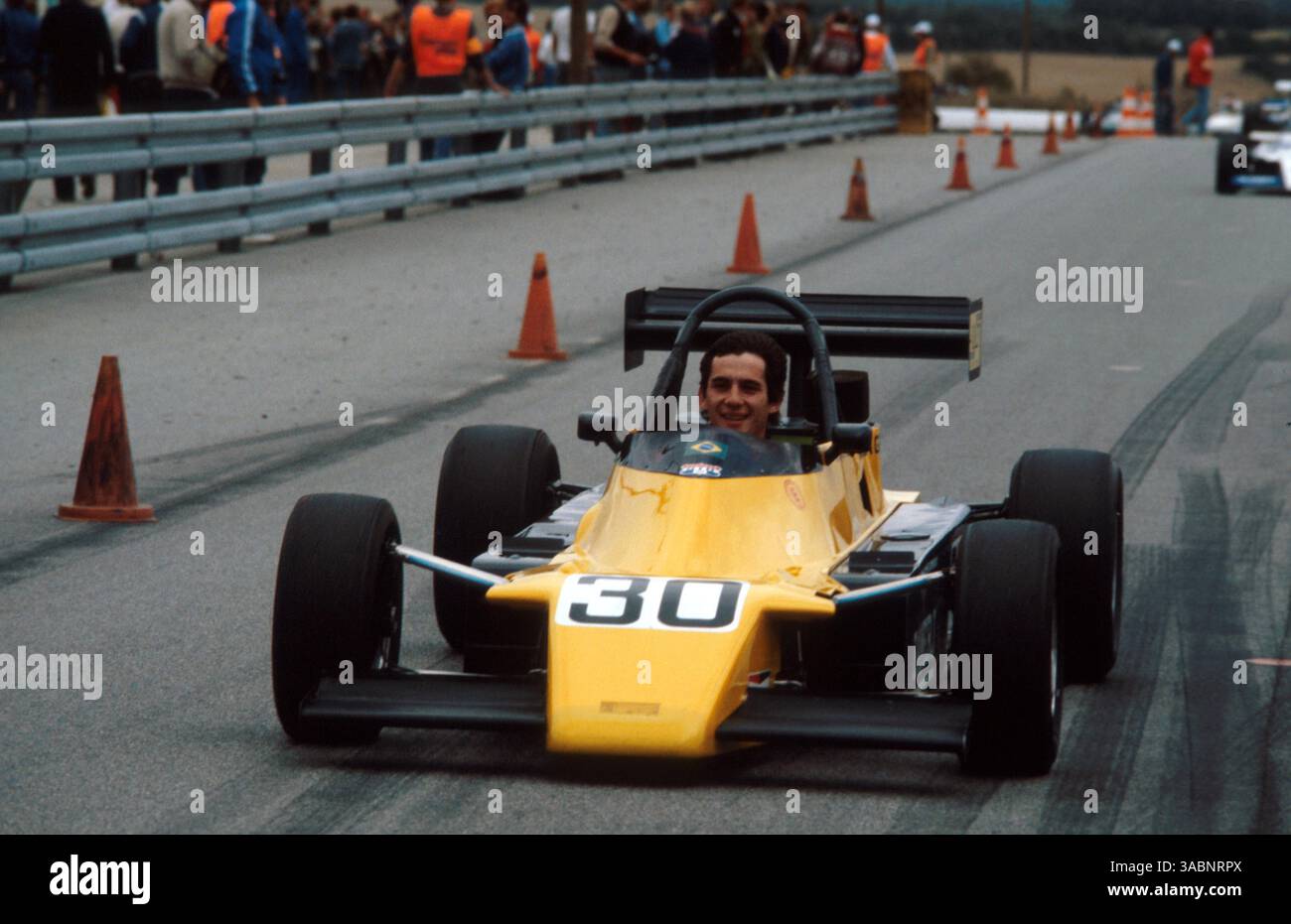 The happy victor Ayrton Senna (BRA) Rushen Green Racing Van Diemen RF82 ...