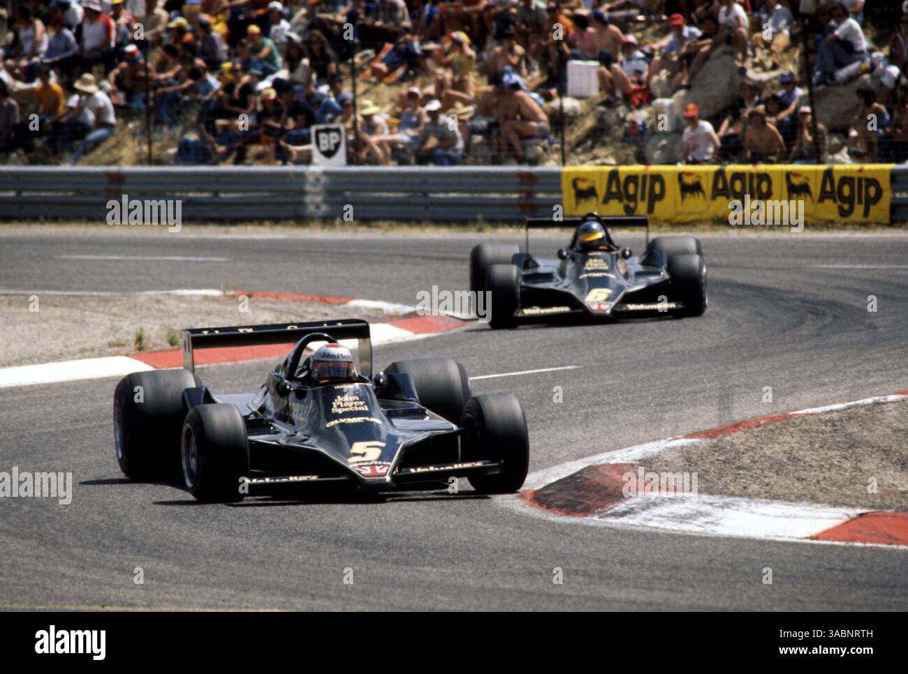 Race winner Mario Andretti (USA) Lotus 79 leads his team mate Ronnie ...