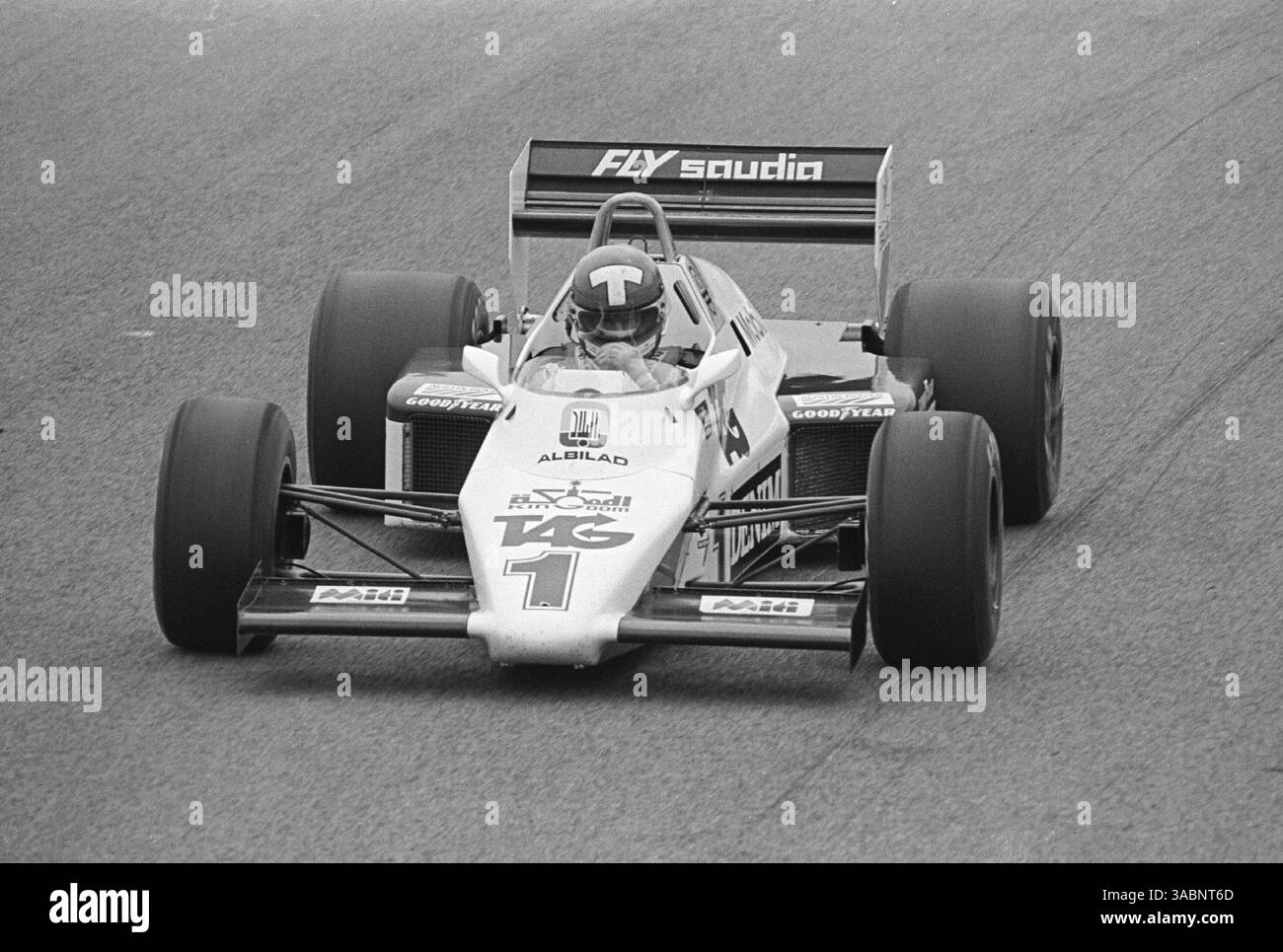 European F2 Champion Mike Thackwell demonstrates a Williams FW08 fitted ...
