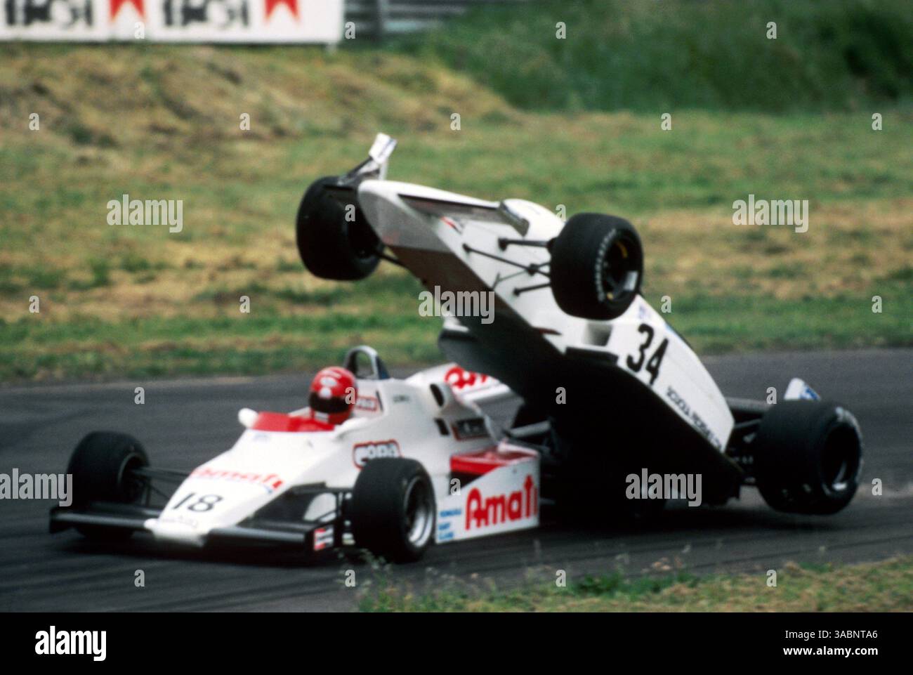 Ivan Capelli (ITA) March 85B-Cosworth DFV had a huge accident on lap ...