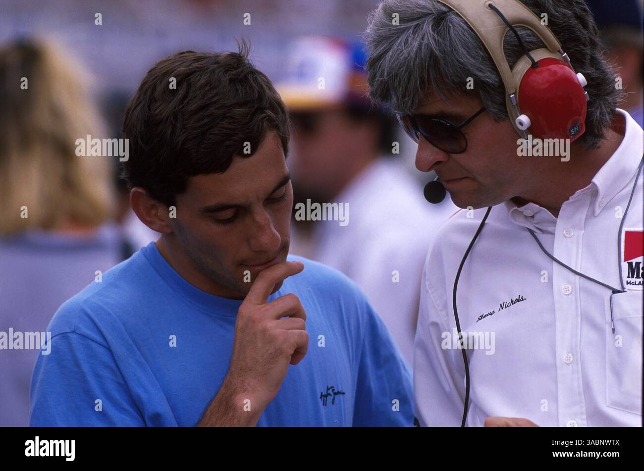 Ayrton Senna(BRA) Mclaren MP4-4 with Engineer Steve Nichols.F1 World ...
