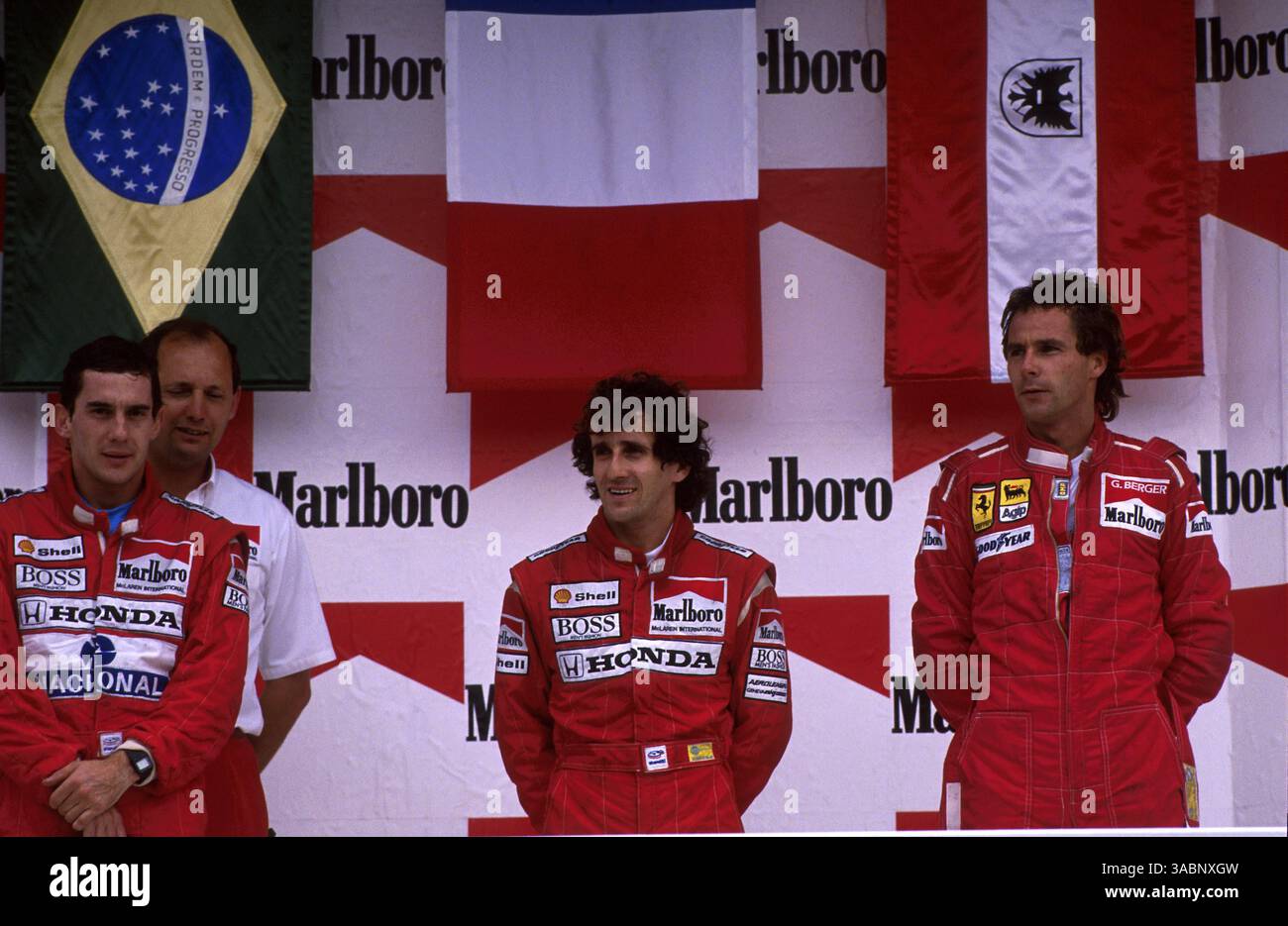 Winner Alain Prost (FRA) McLaren MP4/4 (C), Ayrton Senna (BRA) McLaren ...