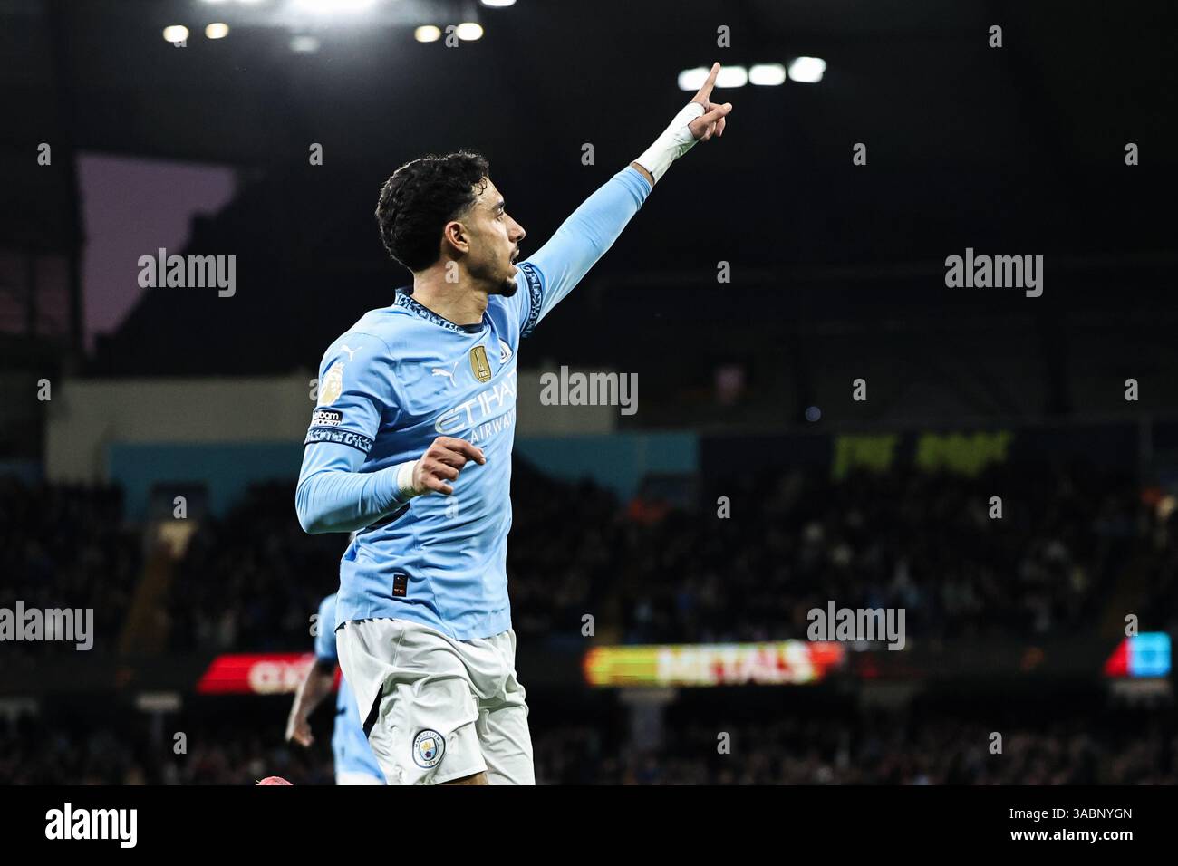 Omar Marmoush of Manchester City celebrates his goal to make it 2-0 ...