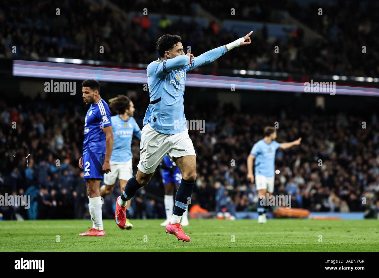 Omar Marmoush of Manchester City celebrates his goal to make it 2-0 ...