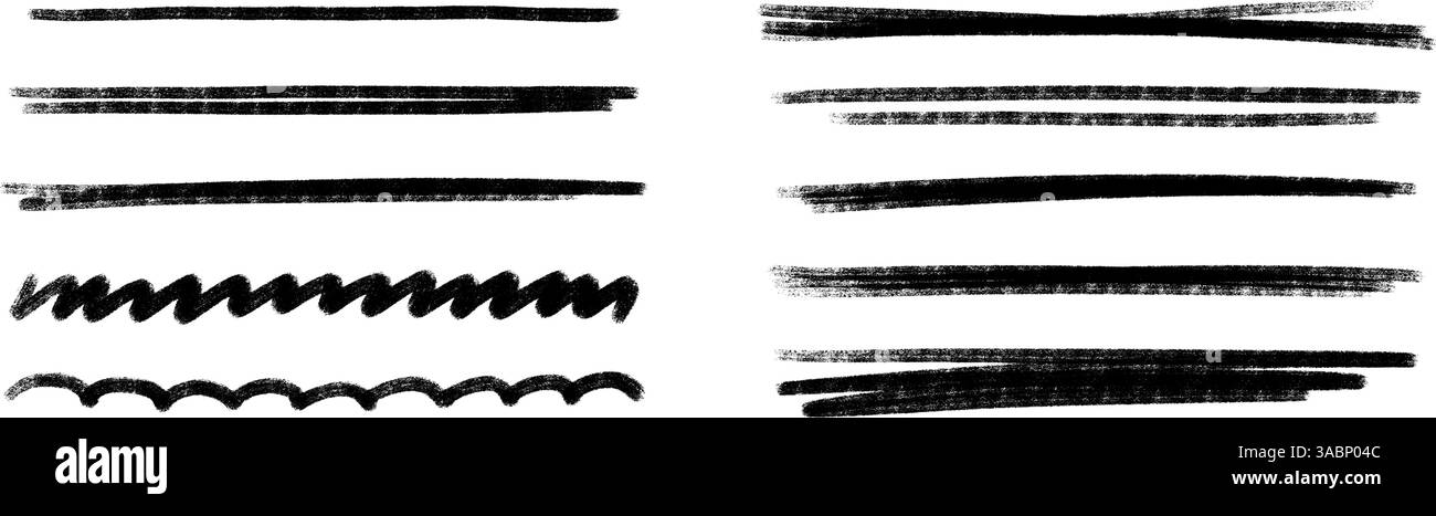 Black crayon stroke set - straight, wavy underlines and decorative ...
