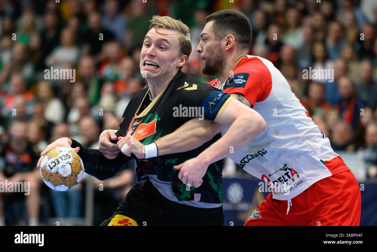 Dessau, Germany. 02nd Apr, 2025. Handball, Champions League, round of ...