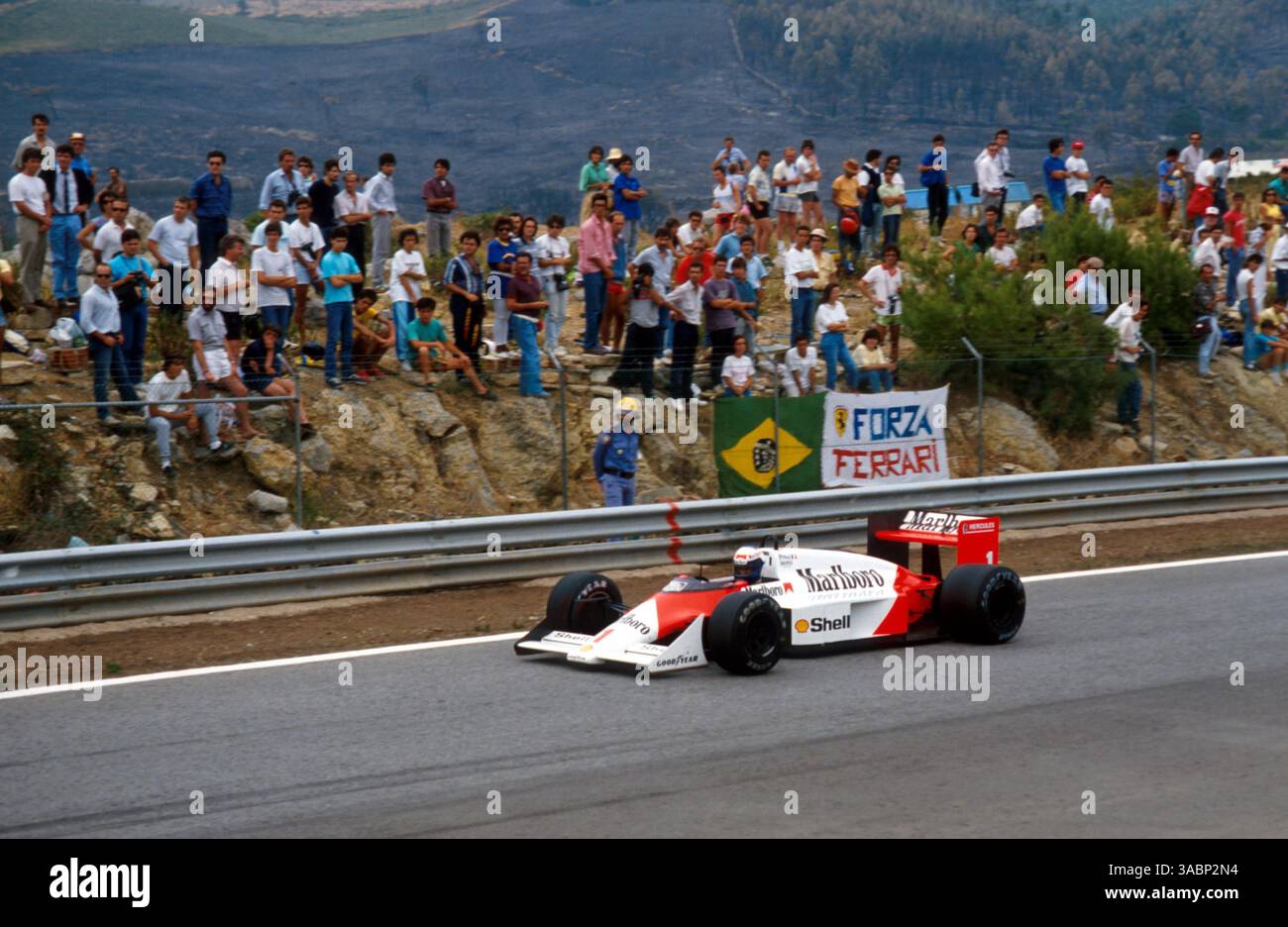 Race winner Alain Prost (FRA) McLaren MP4/3 set a new Formula One ...