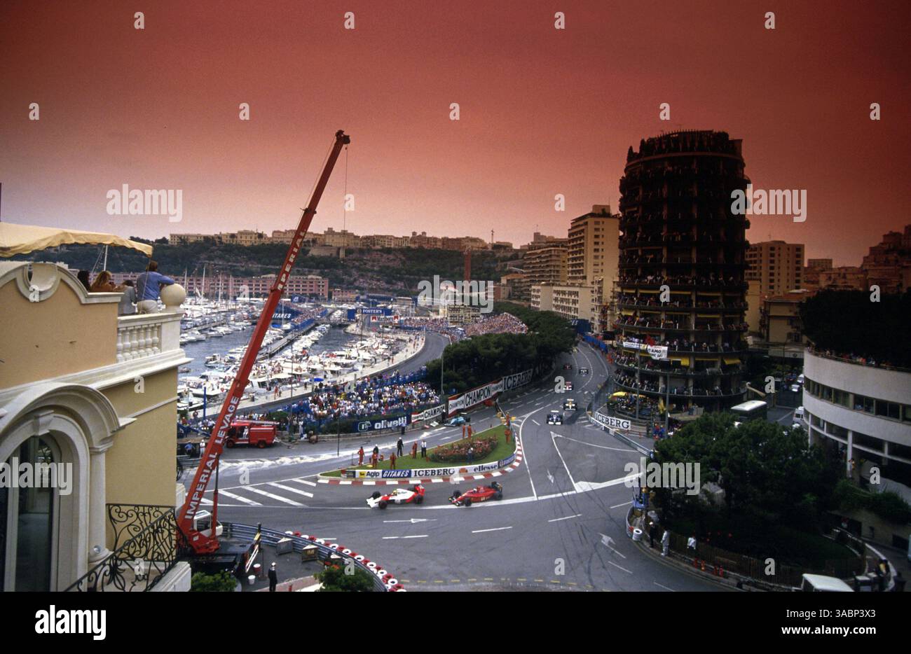 Ayrton Senna (BRA) McLaren Honda MP4/5B leads Alain Prost (FRA) Ferrari ...